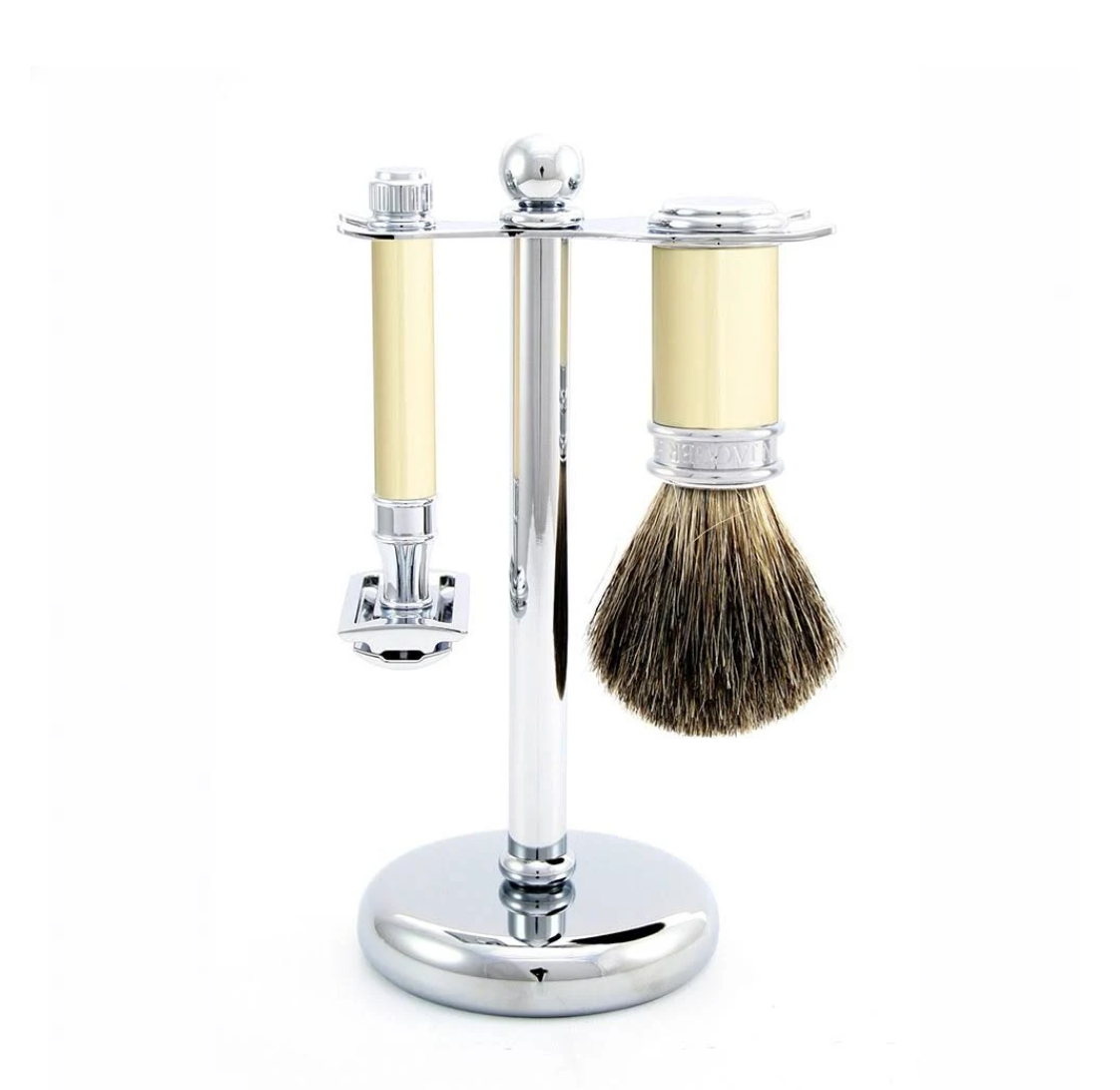 Edwin Jagger | 3pc Ivory & Chrome Shaving Set – Top of the Chain
